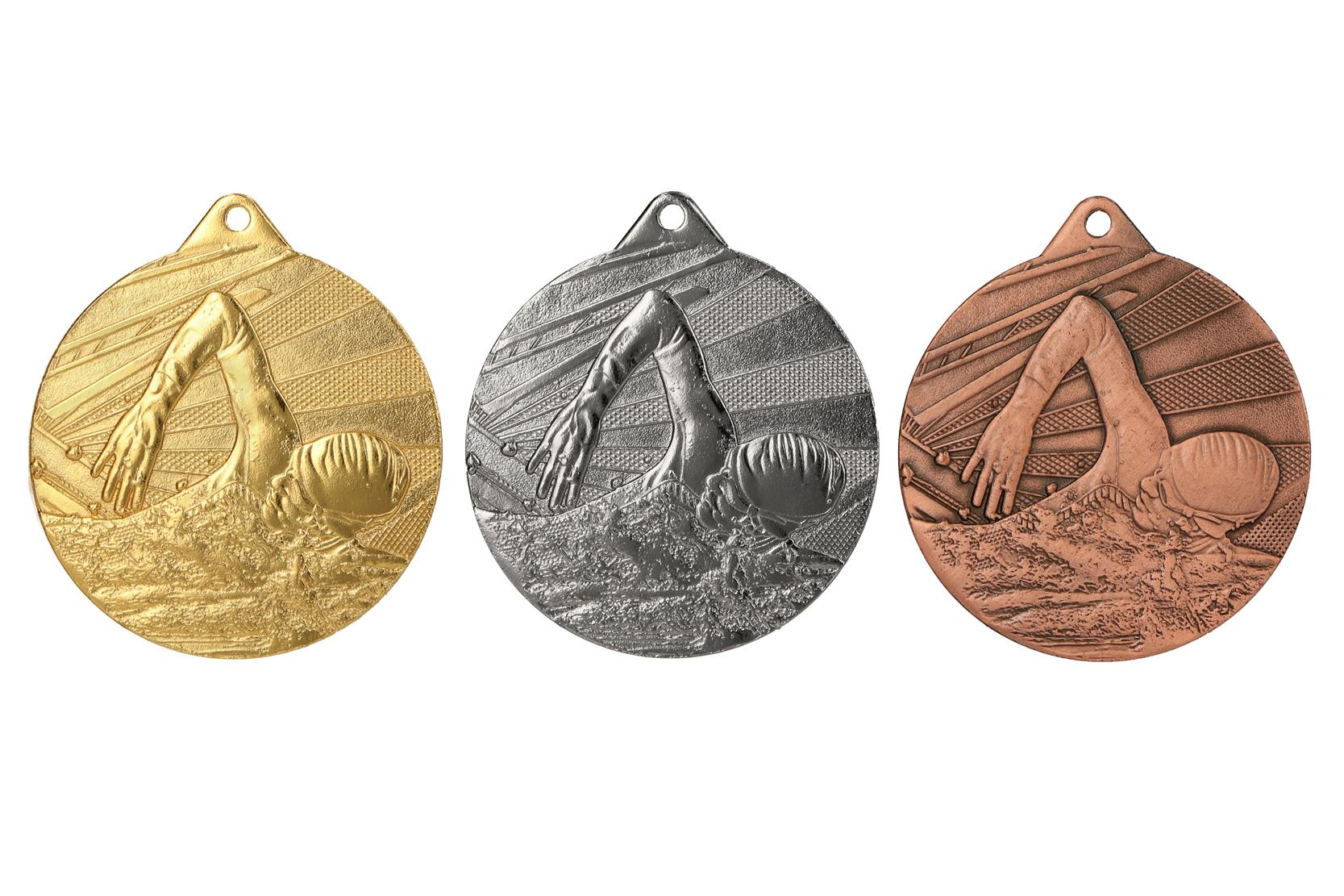 Medaille Schwimmen - in 3 Farben erhältlich (Ø 50mm) - inkl. Band oder Kordel